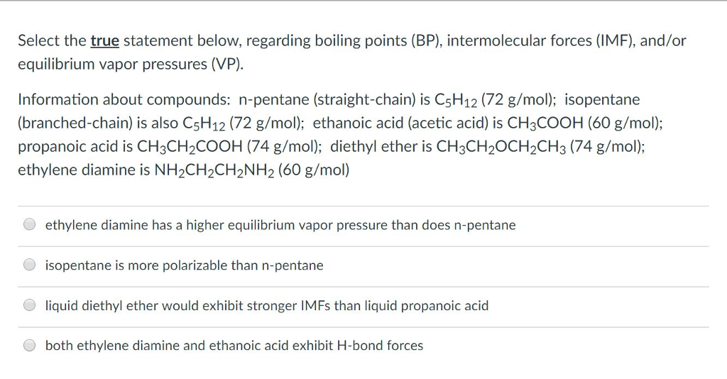Solved Select the true statement below, regarding boiling | Chegg.com