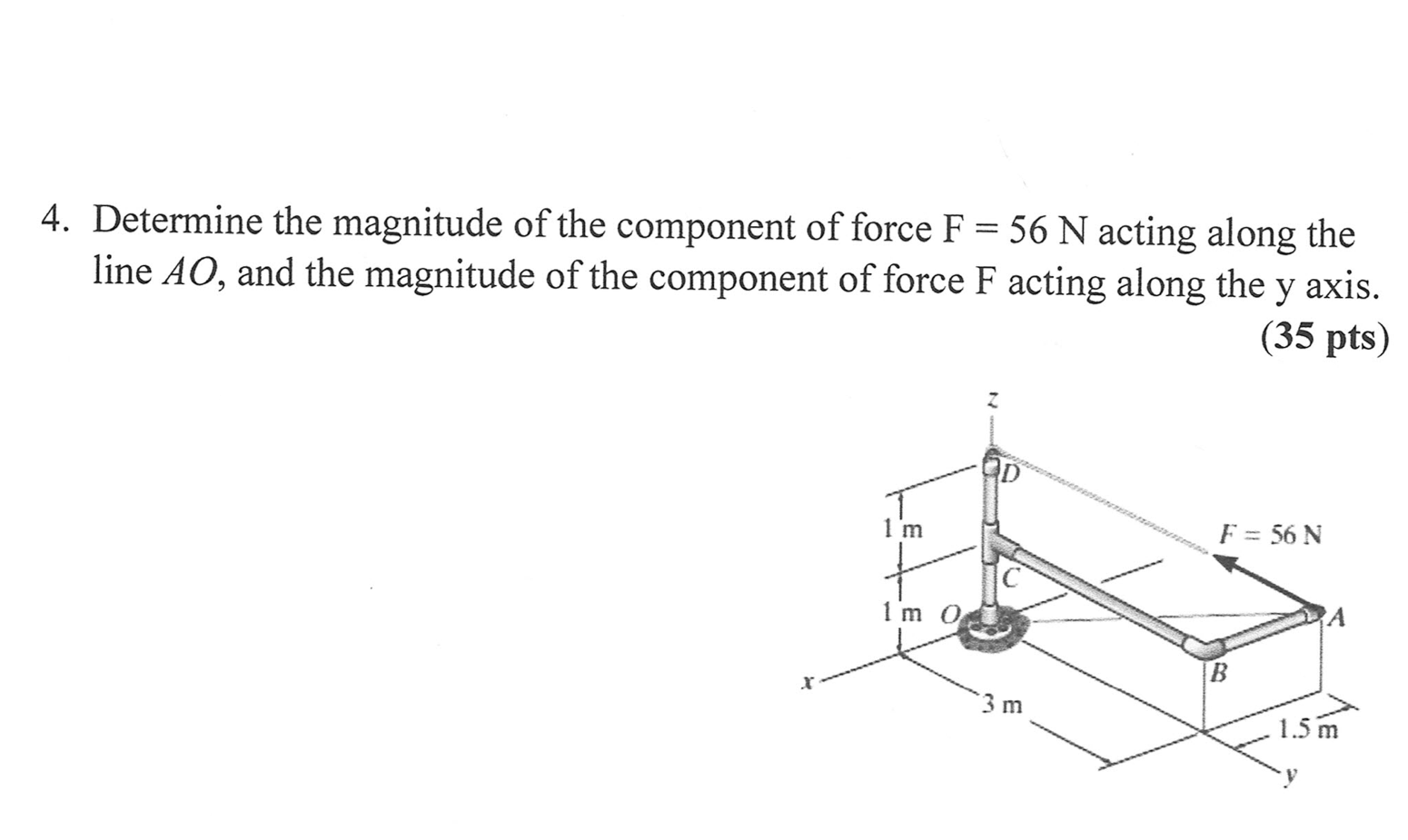 Solved Determine the magnitude of the component of force | Chegg.com