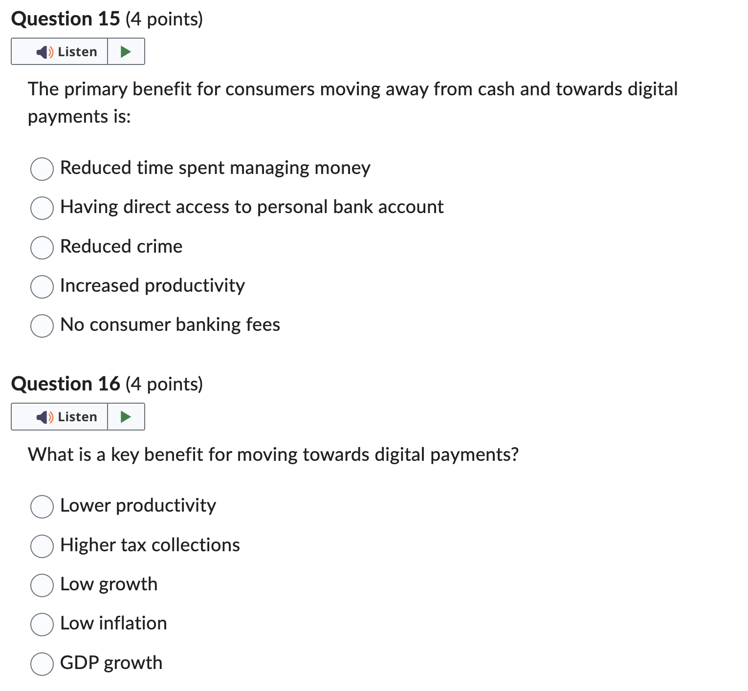 Solved Question 15 (4 ﻿points)The primary benefit for | Chegg.com