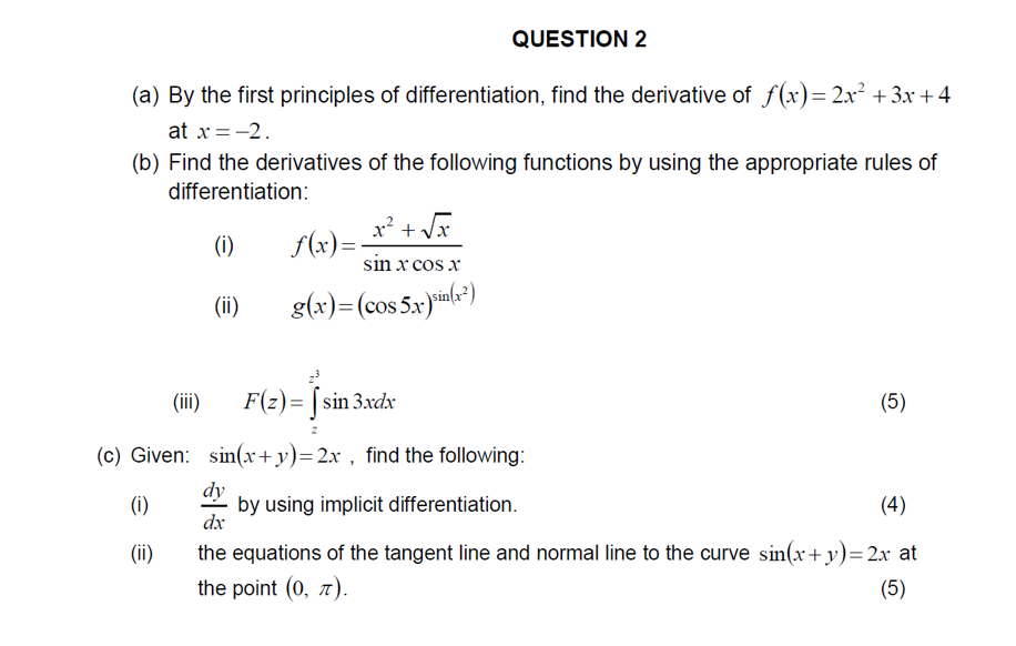 Solved (a) By the first principles of differentiation, find | Chegg.com