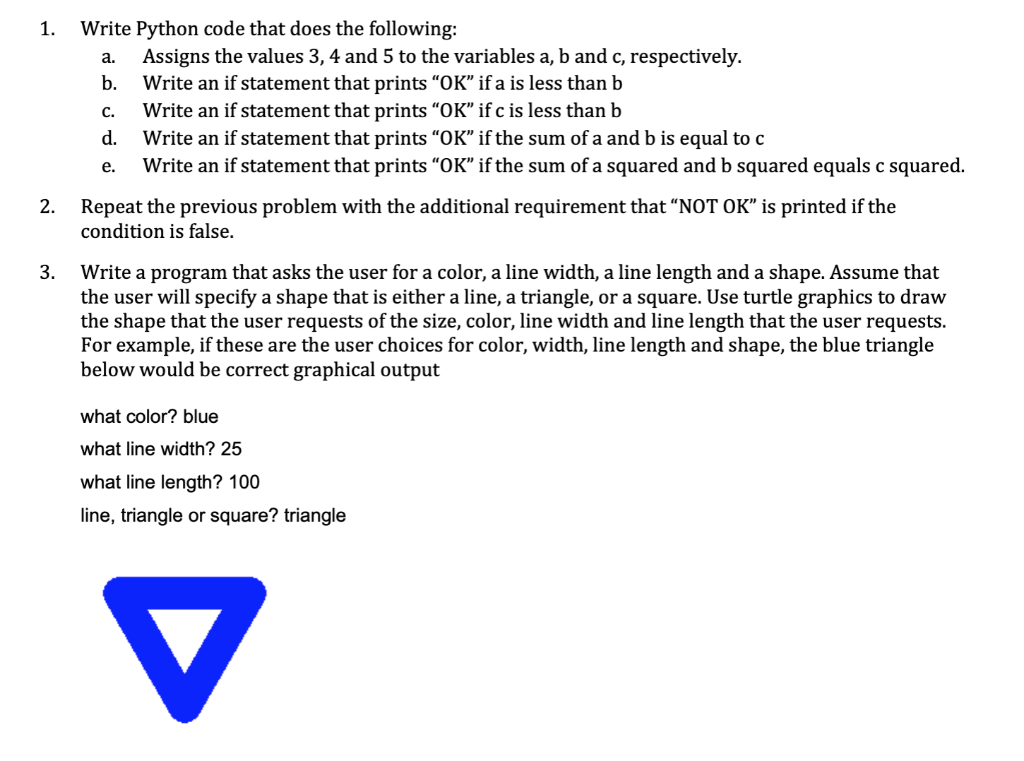 Solved a. 1. Write Python code that does the following: | Chegg.com