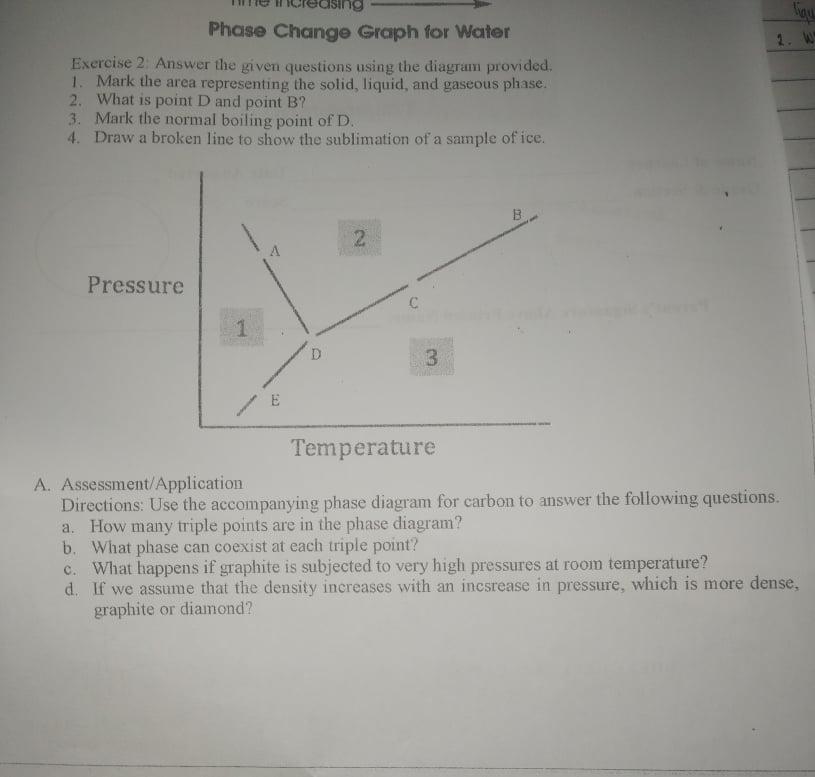 Solved 2. W Phase Change Graph for Water Exercise 2. Answer | Chegg.com
