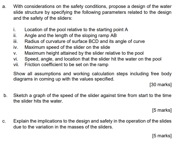 Solved 1. A water slide with a launch curve is to be | Chegg.com