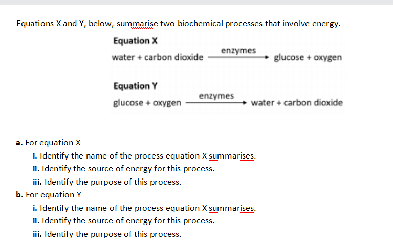 Solved Equations X and Y, below, summarise two biochemical | Chegg.com