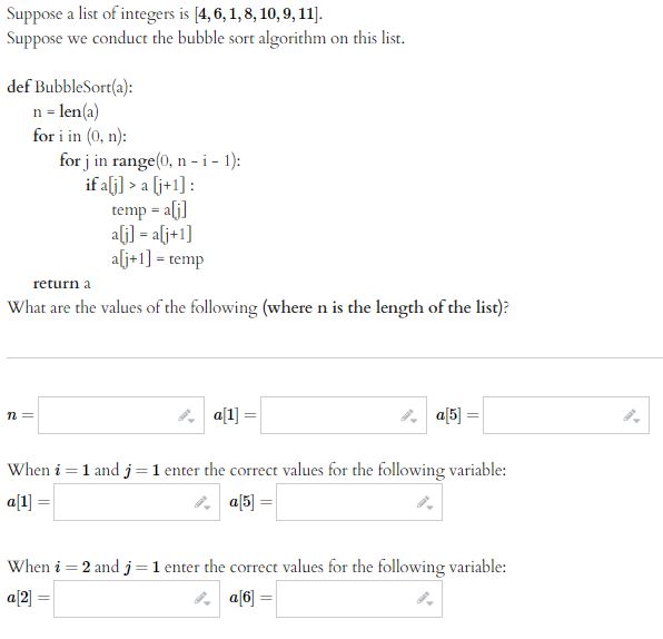 Solved Suppose a list of integers is [4,6,1,8,10,9,11]. | Chegg.com