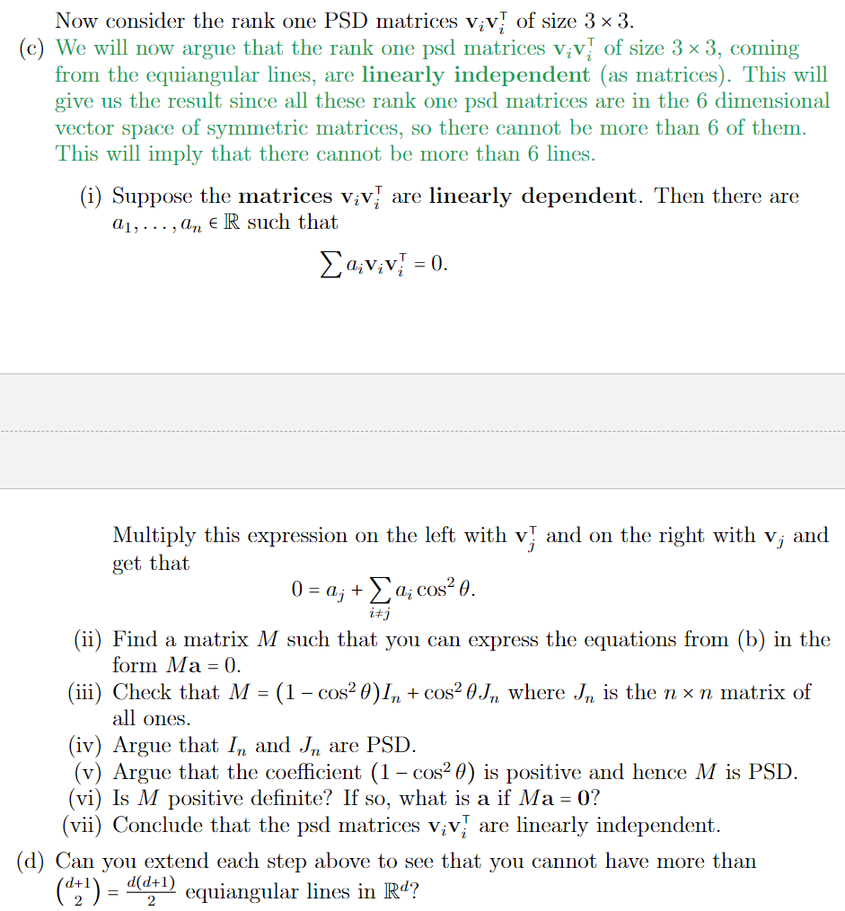 Solved * Equiangular lines in Rd. It is important in areas | Chegg.com