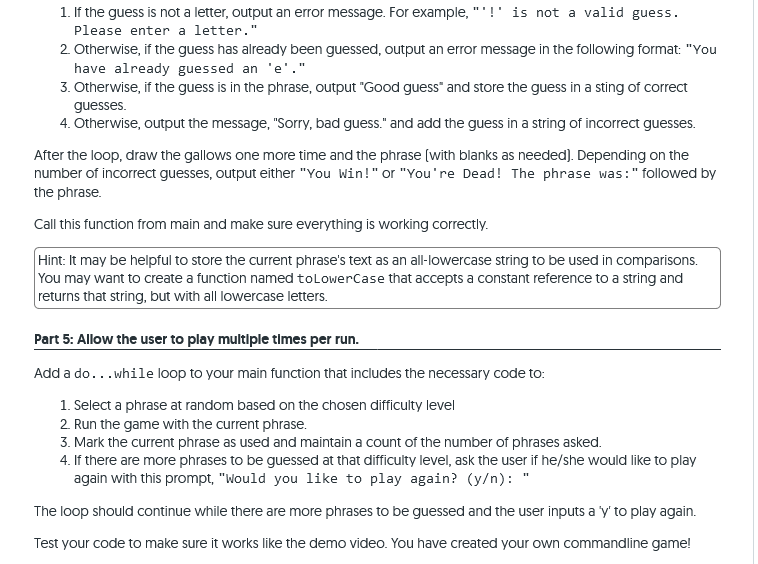 DESCRIPTION The final project will be to create a | Chegg.com