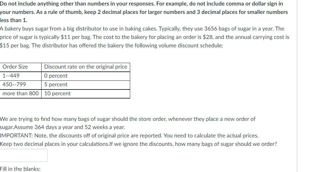 Solved Do not include anything other than numbers in your | Chegg.com