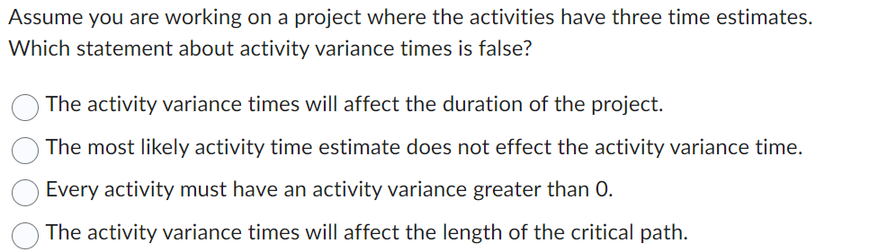 Solved Assume you are working on a project where the | Chegg.com