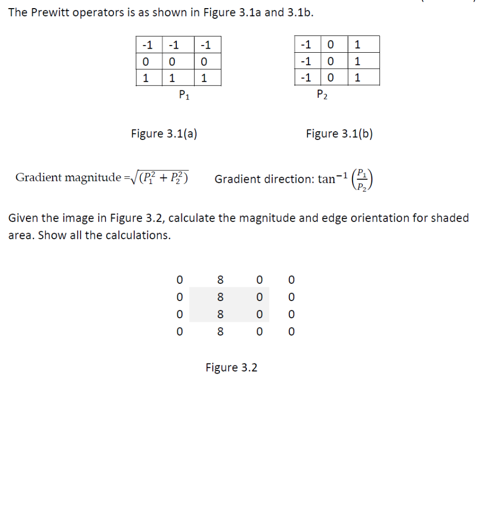 The Prewitt operators is as shown in Figure 3.1a and | Chegg.com