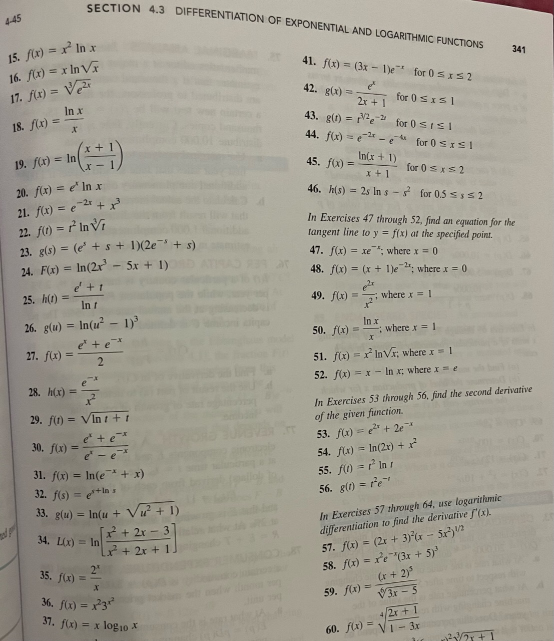 Solved SECTION 4.3 DIFFERENTIATION OF EXPONENTIAL AND | Chegg.com