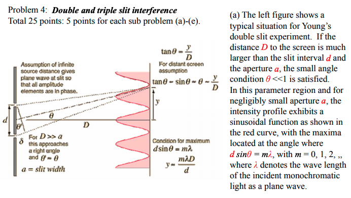 Solved tane. Problem 4: Double and triple slit interference | Chegg.com