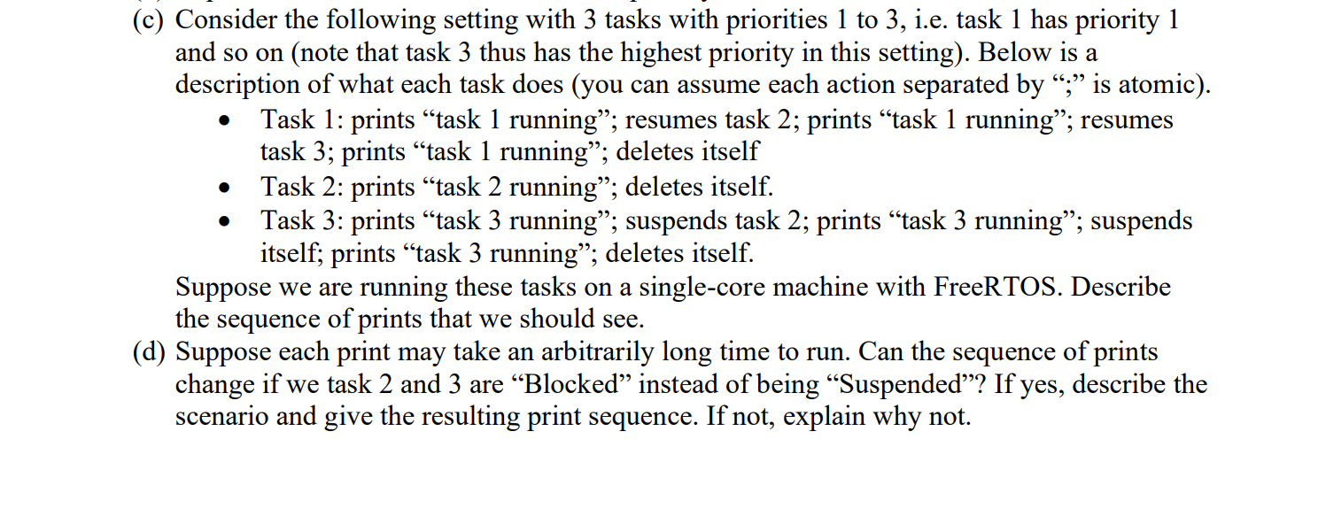 (c) Consider the following setting with 3 tasks with | Chegg.com