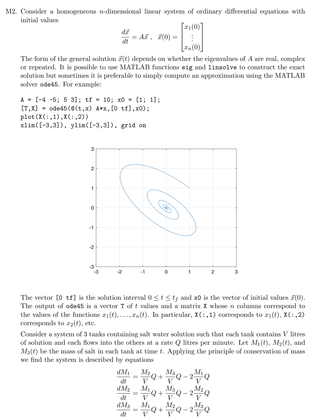 M2. Consider a homogeneous n-dimensional linear | Chegg.com