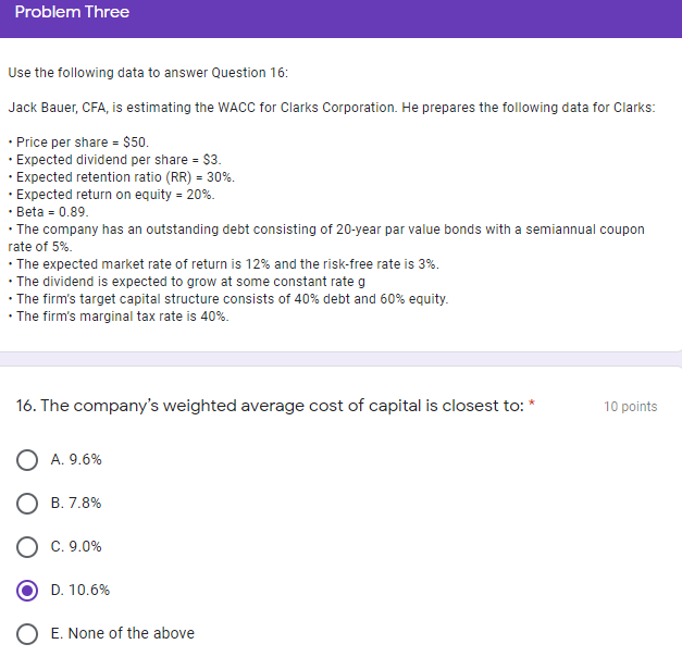 Solved Use the following data to answer Questions 1 through | Chegg.com