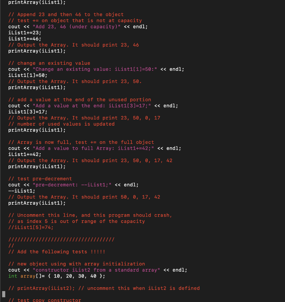 Supplied: Array template class: Array.h Initial | Chegg.com