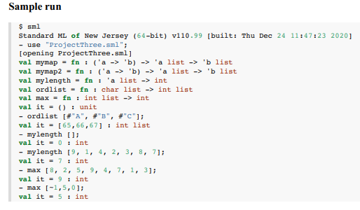 Solved IN SML, Implement a function that mimics built-in map | Chegg.com