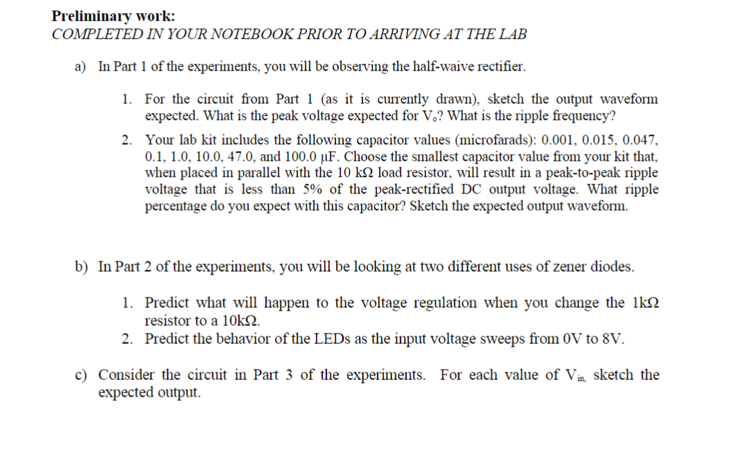 Solved Preliminary work: COMPLETED IN YOUR NOTEBOOK PRIOR TO | Chegg.com