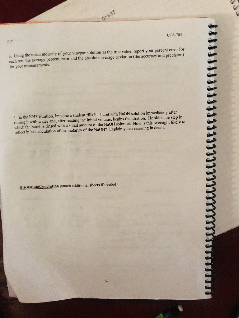 UTA-704 LAB REPORT EXPERIMENT UTA-704 Name Section | Chegg.com