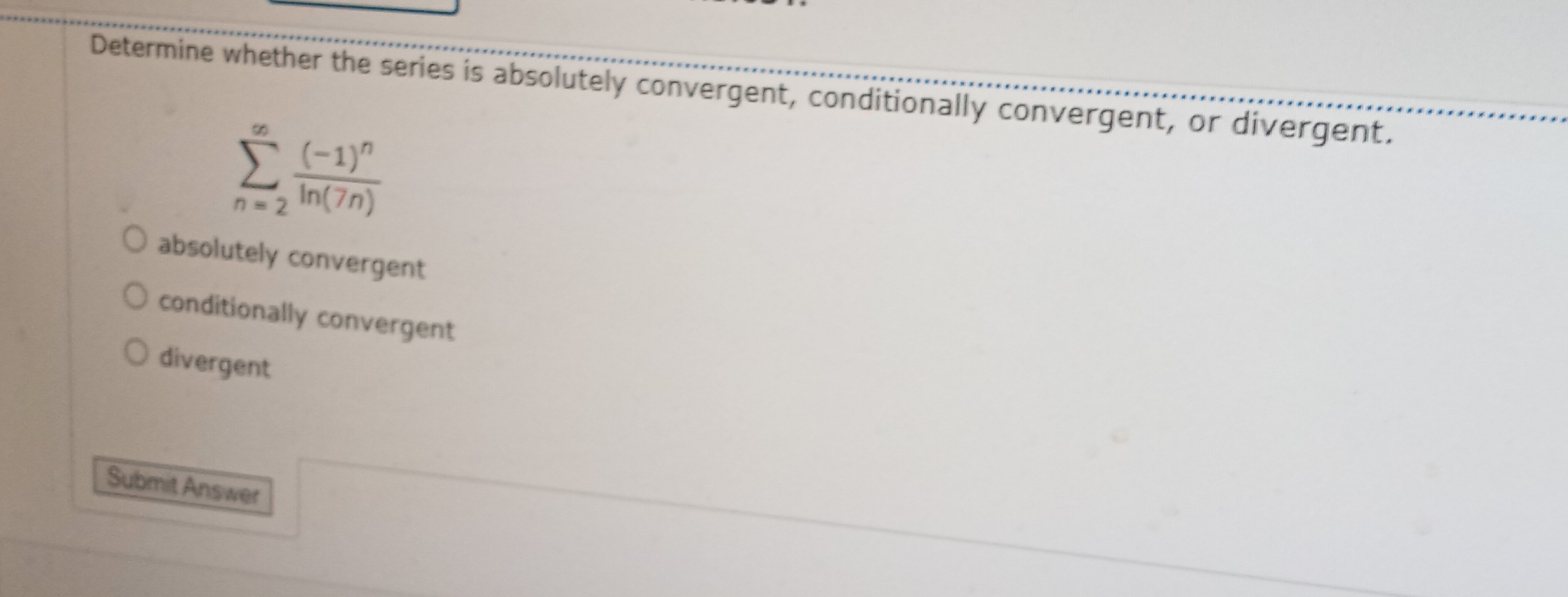 Solved Determine whether the series is absolutely | Chegg.com