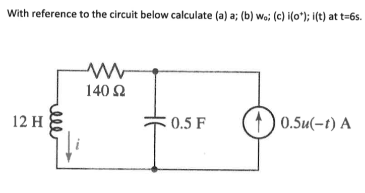 Solved Calculate a) neper frequency b) wo (resonant | Chegg.com