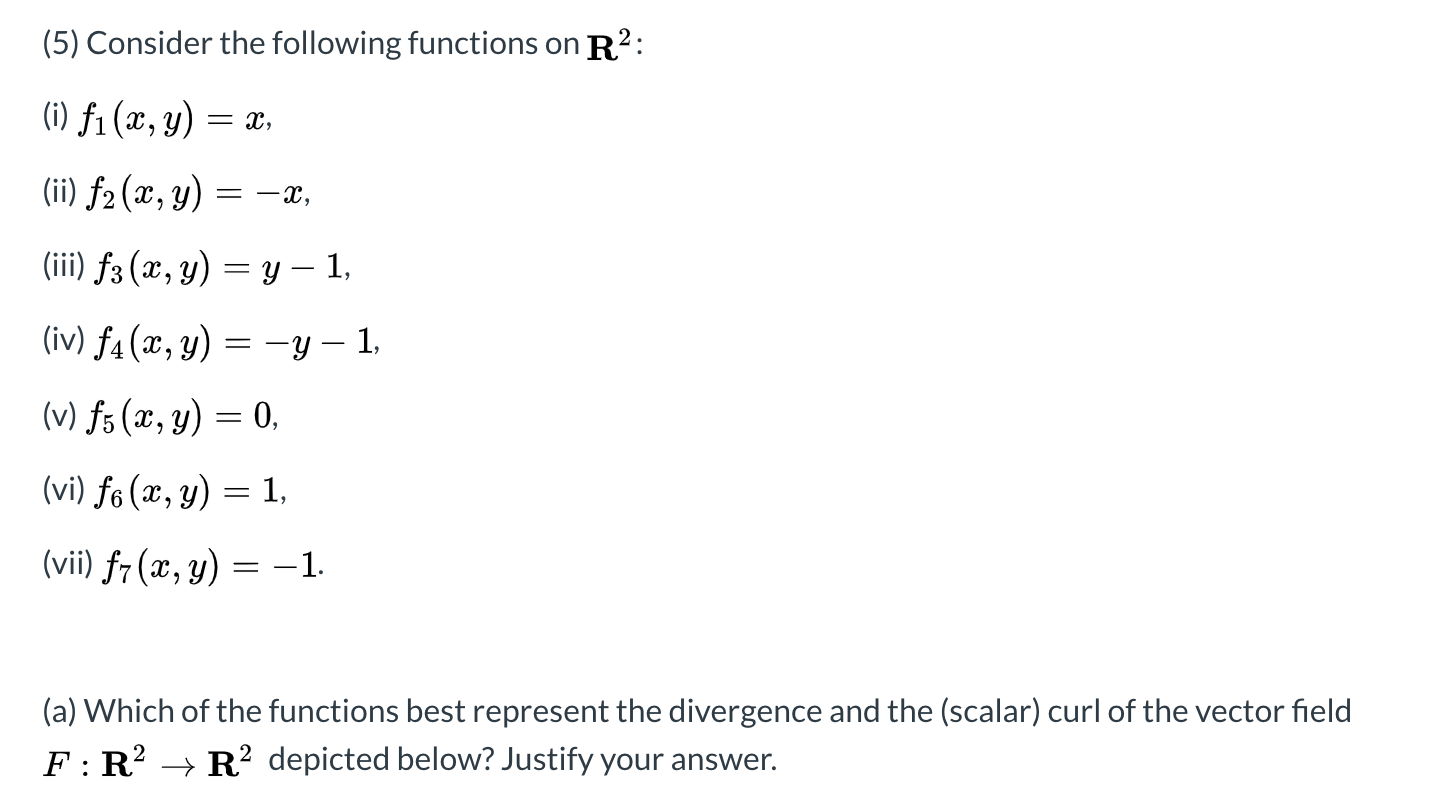 Solved (5) Consider the following functions on R2: (i) f1(x, | Chegg.com