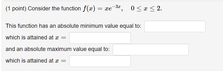 Solved (1 ﻿point) ﻿Consider the function | Chegg.com