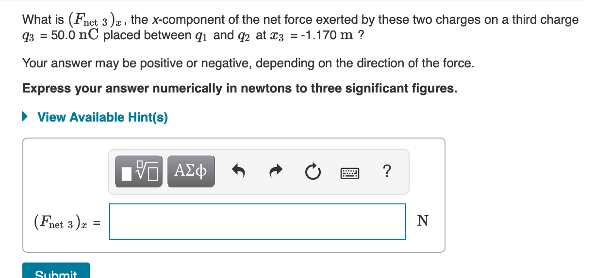 Solved What is (Fnet3)x ( F n e t 3 ) x , the x-component of | Chegg.com
