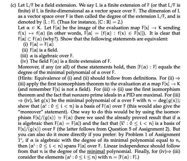 Solved Let K/F be a field extension (that is, F and Kare | Chegg.com
