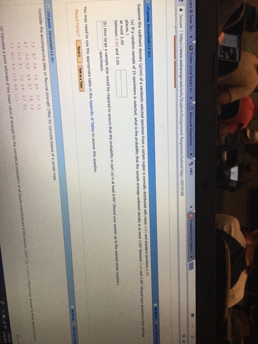 Solved (a) If a random sample of 25 specimens is selected, | Chegg.com
