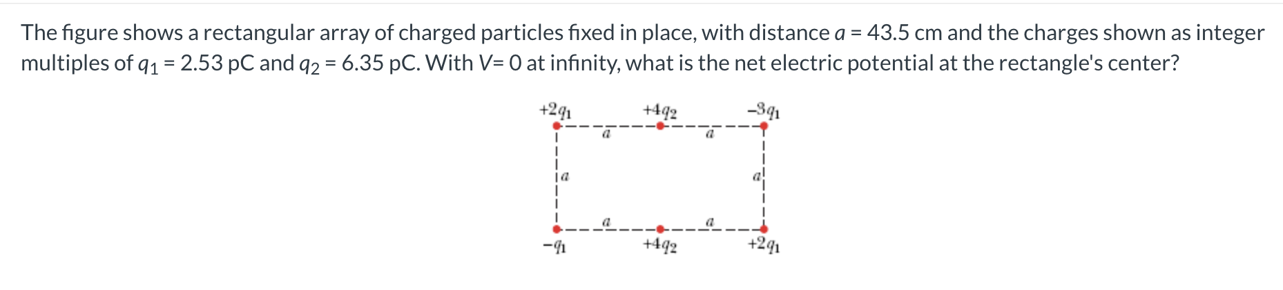 Solved The figure shows a rectangular array of charged | Chegg.com