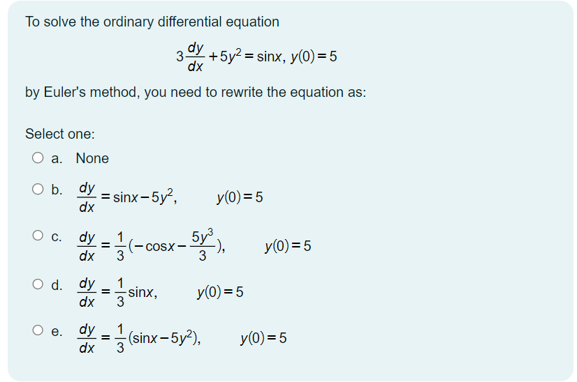 Solved To solve the ordinary differential equation | Chegg.com