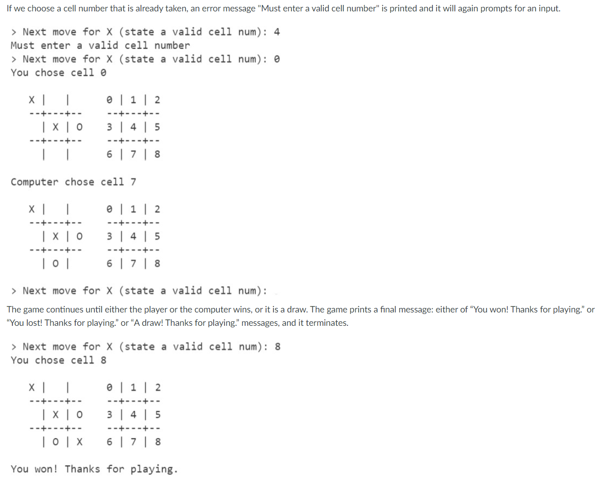 Solved A pyhton TicTacToe game (command line), The | Chegg.com