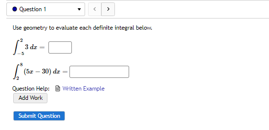 Solved Question 1 Use geometry to evaluate each definite | Chegg.com