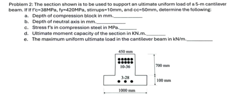 [Solved]: Problem 2: The section shown is to be used to supp