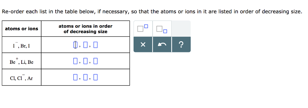 Solved Re-order each list in the table below, if necessary, | Chegg.com