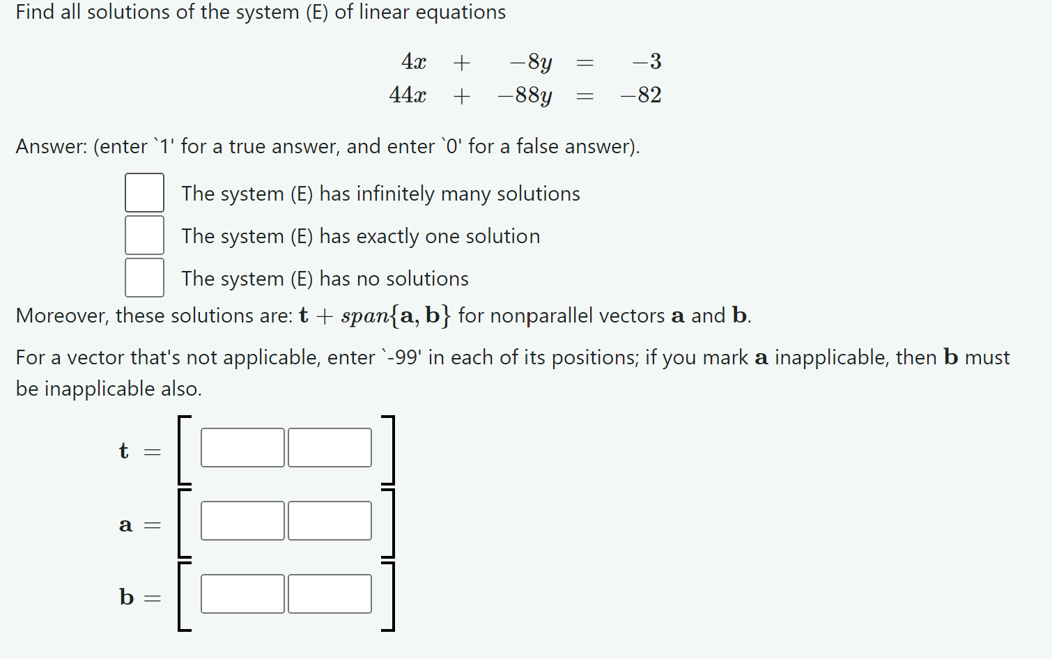 Solved Find all solutions of the system (E) ﻿of linear | Chegg.com