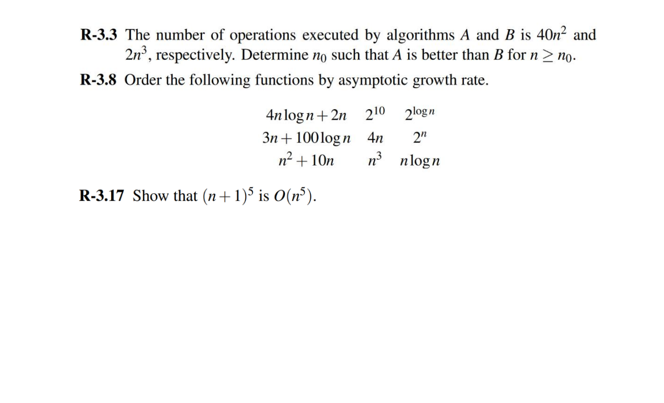 Solved R-3.3 The number of operations executed by algorithms | Chegg.com
