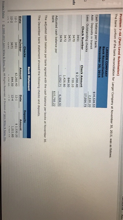 Solved Assignment URCES Problem 7-4A (Part Level submission) | Chegg.com