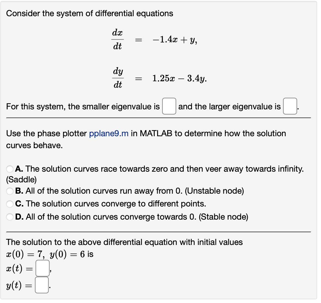 Solved Consider the system of differential equations | Chegg.com