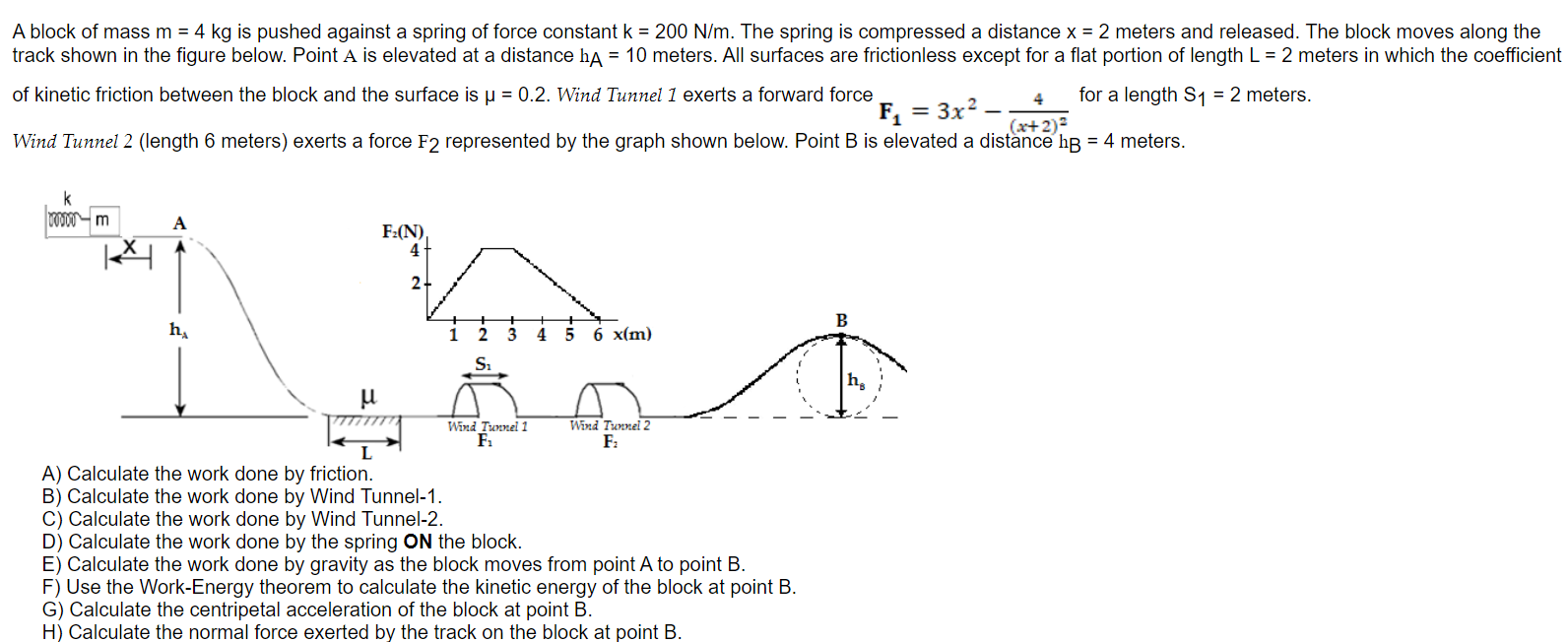 Solved A block of mass m=4 kg is pushed against a spring of | Chegg.com