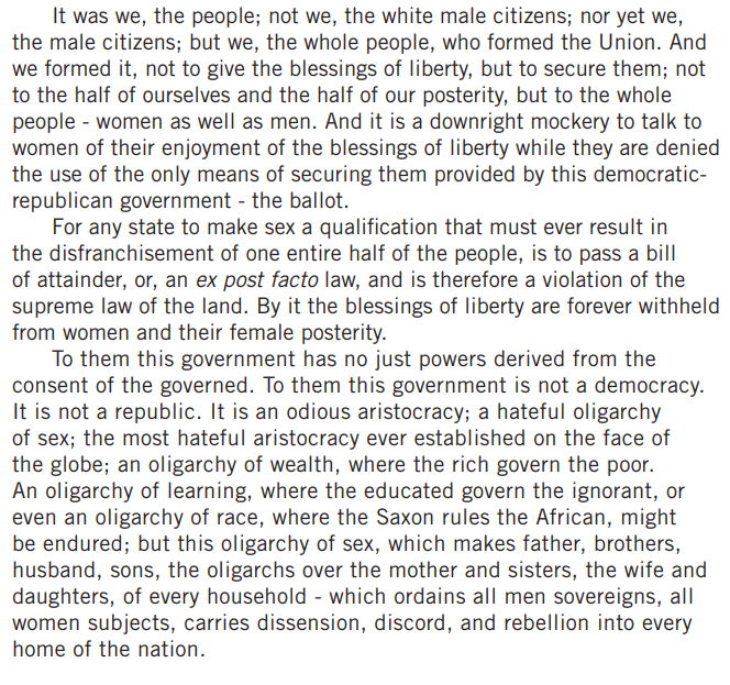 Solved Susan B. Anthony (1820-1906) delivered this speech in | Chegg.com