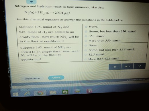 Solved Nitrogen and hydrogen react to form ammonia, like | Chegg.com
