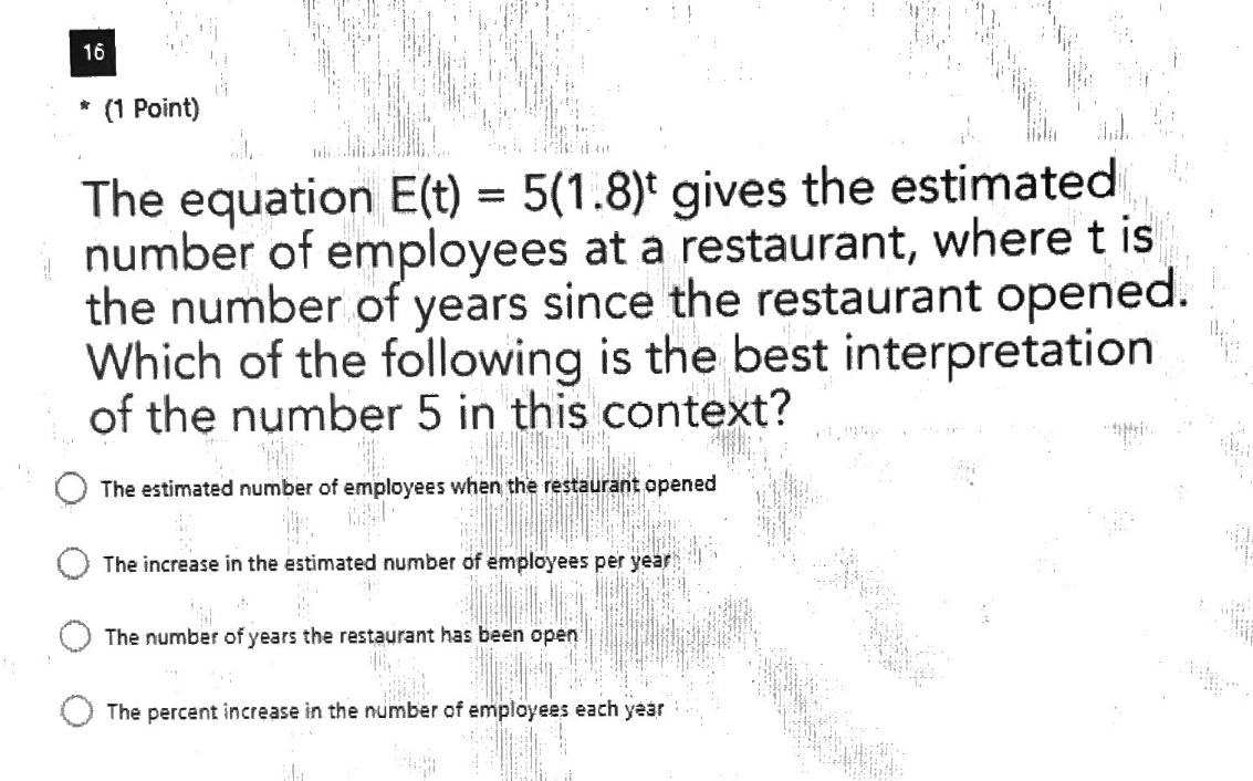 Solved The equation E(t)=5(1.8)t gives the estimated number | Chegg.com