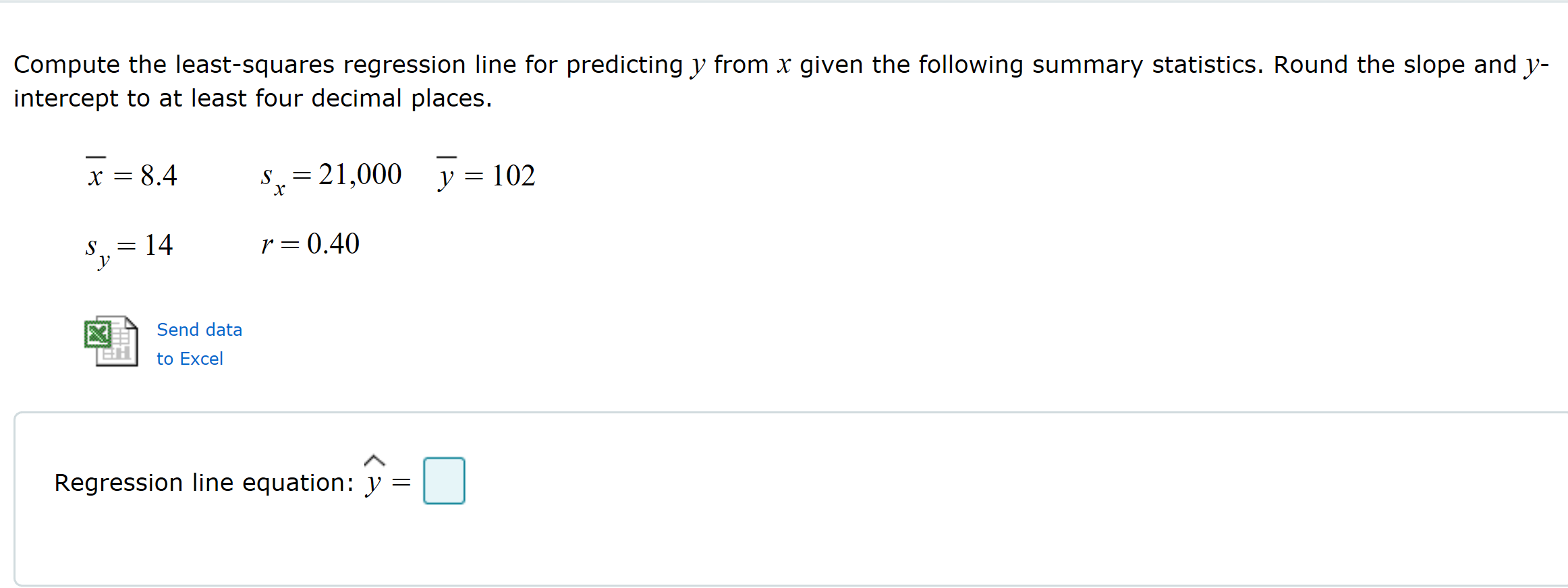 Solved Compute the least-squares regression line for | Chegg.com