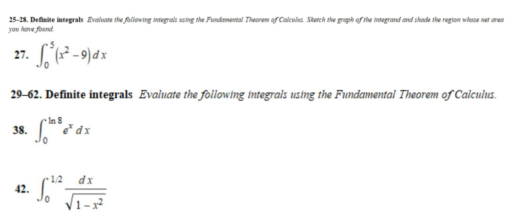 Solved 25-28. Definite integrals Evaluate the following | Chegg.com