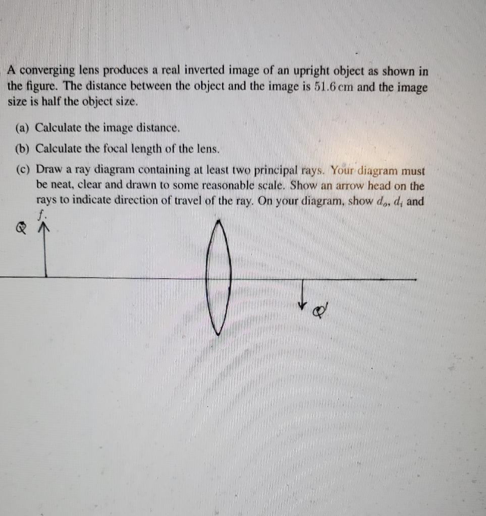 Solved A converging lens produces a real inverted image of | Chegg.com
