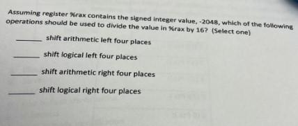 Solved Assuming register Wrax contains the signed integer | Chegg.com