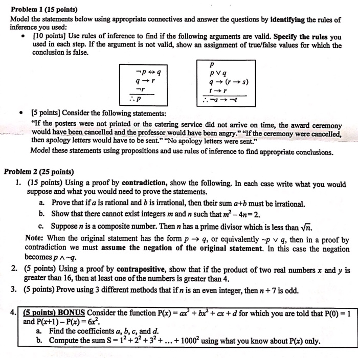 Solved Problem 1 (15 points) Model the statements below | Chegg.com