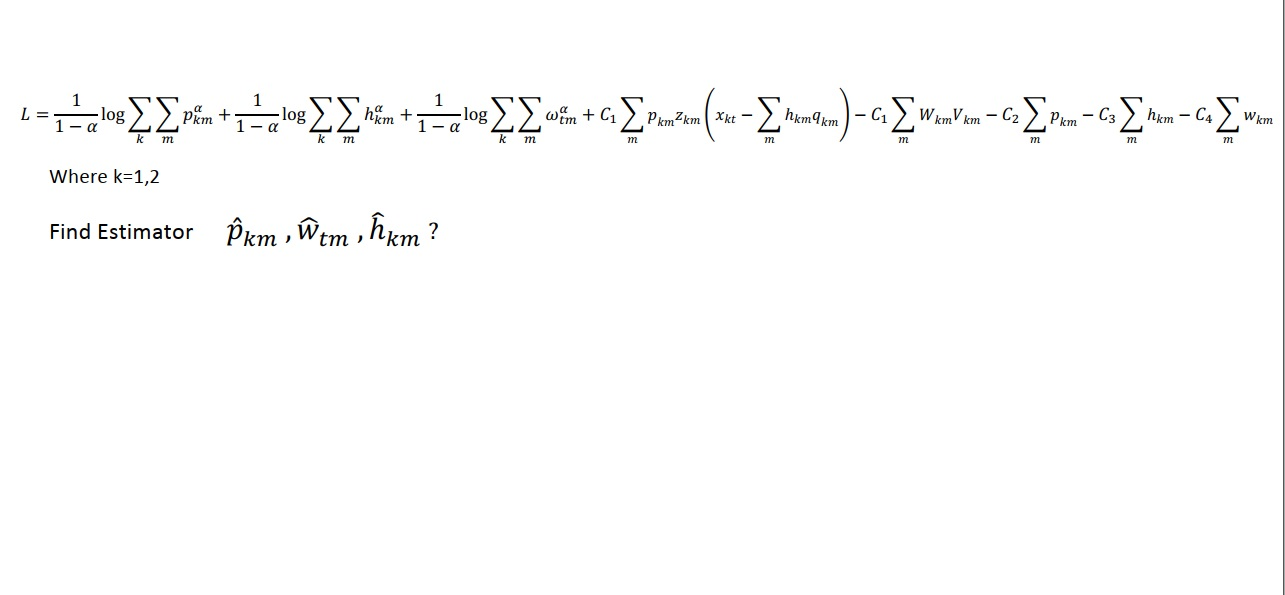 1 L = 1-α log ΣΣ log ΣΣηξη + -log Pkm + 1-α m ΣΣω. + | Chegg.com